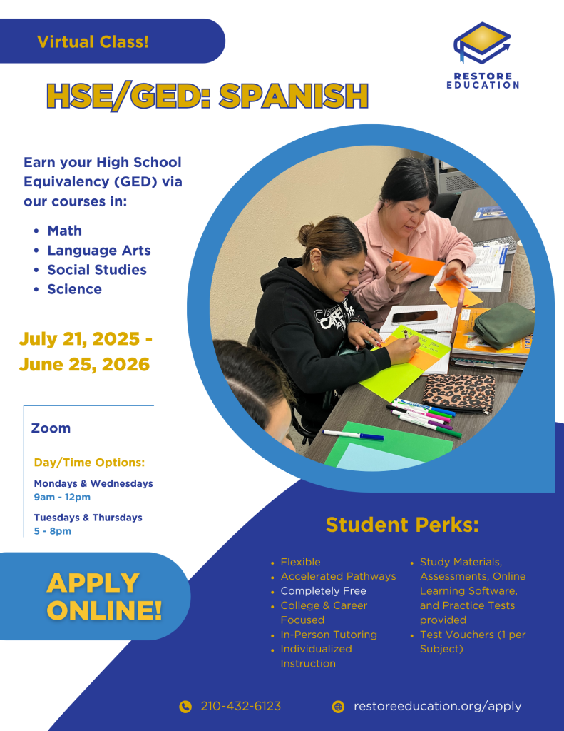 Earn Your High School Equivalency (GED) - Restore Education